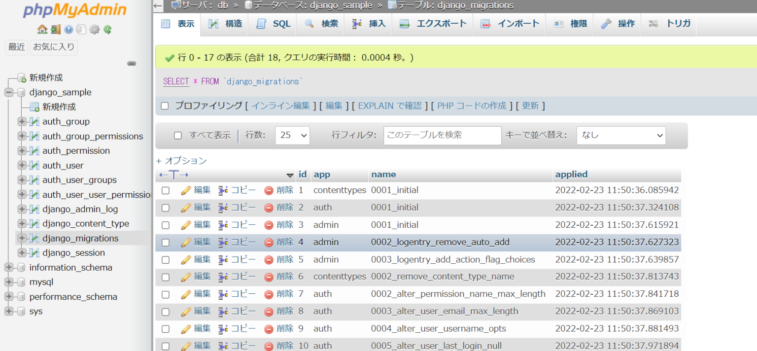 【Django】DockerコンテナにMySQL/phpMyAdminを追加 | チグサウェブ
